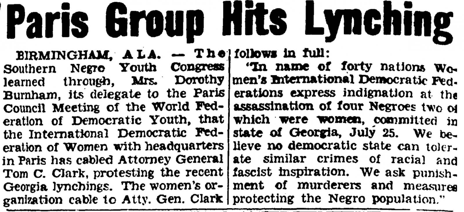 Dorothy Burnham, civil rights activist – Communist Party USA